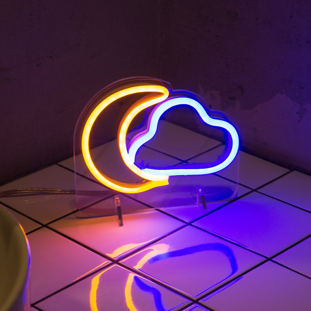 Cloud&Moon Mini Neon LED Sign